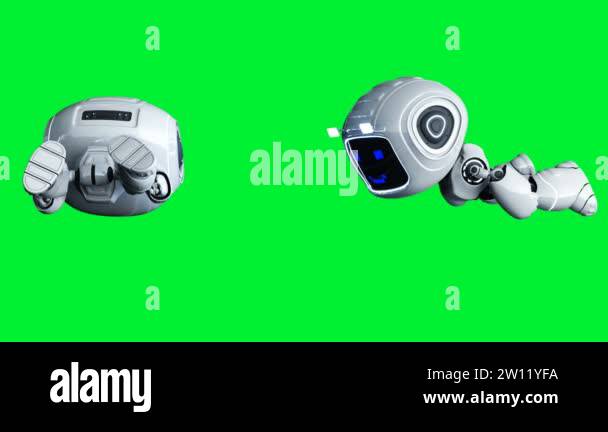 White smiling toy robot animation. Phisical motion blur. Realistic ...