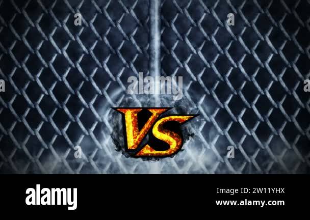 Versus fight animation on metallic wire fence background. VS on spark ...