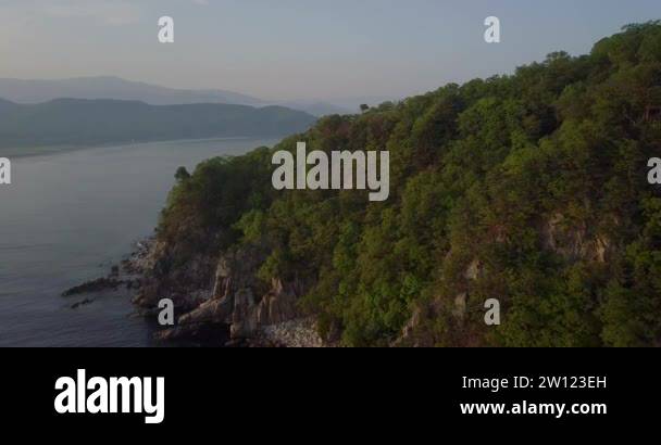 Shooting from above. Green island of Petrov in the Lazovsky reserve ...