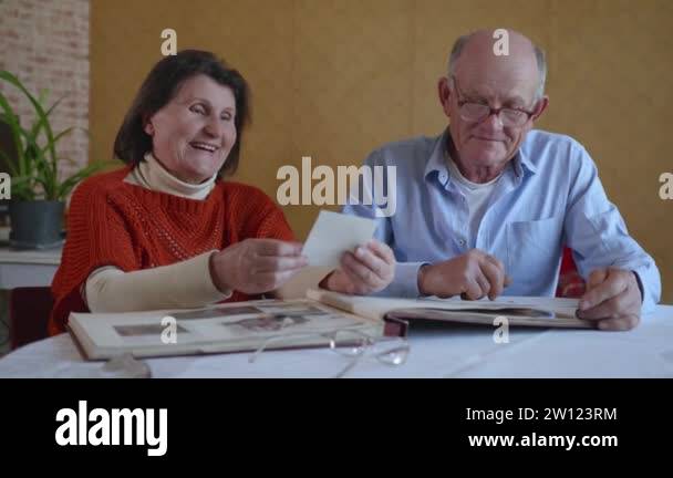family memories, loving elderly couple who have preserved tender ...
