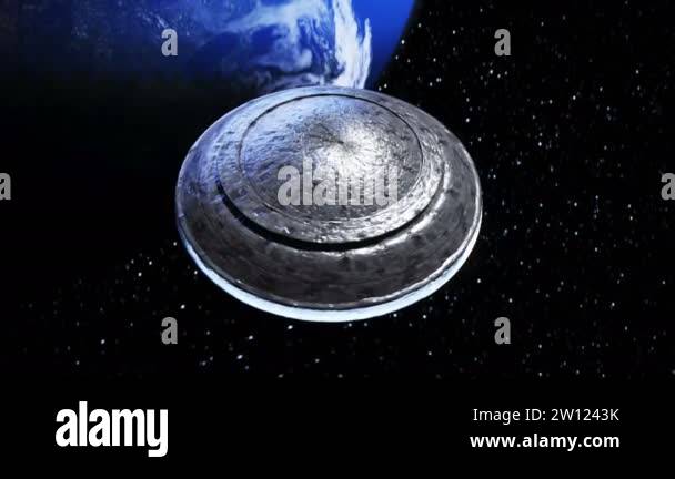 UFO in outer space. Realistic 4k animation Stock Video Footage - Alamy