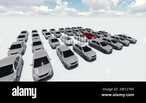 4k animation - Hundreds Of Cars, One Red Stock Video Footage - Alamy