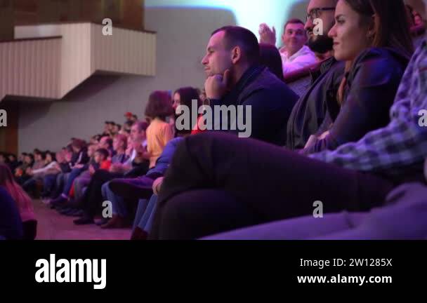 Kiev, Ukraine, Europe - November 2019: Spectators applaud in the ...