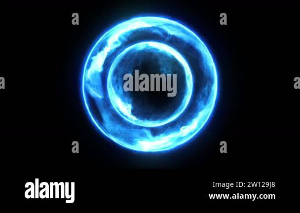 Plasma fire ball with flames on black background. Beautiful light. Glow ...