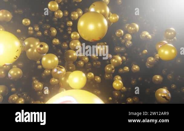 Slow movement of 3D smiles in space. Different emoticons emotions ...