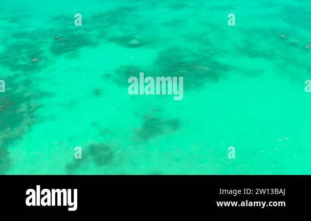 Transparent blue sea water in the lagoon. Coral reefs and atolls in the ...