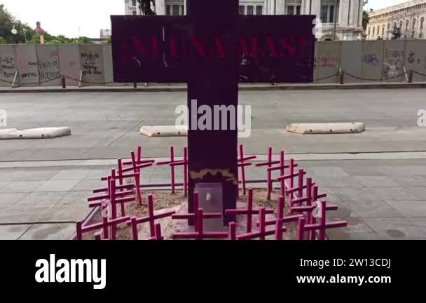 Mexico City, Mexico- June 2020, Anti Monument, a sculpture created with ...