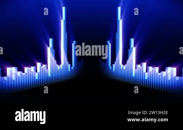 Audio blue wave animation. Sound wave from equalizer. Pulse music ...