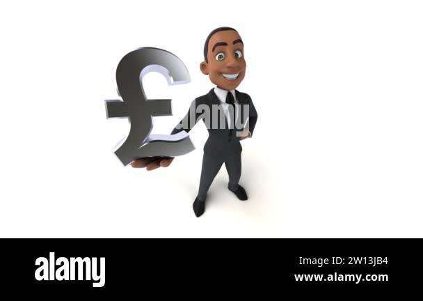 Cartoon businessman with pound - 3D animation Stock Video Footage - Alamy