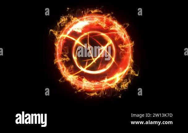 Plasma fire ball with flames on black background. Beautiful light. Glow ...