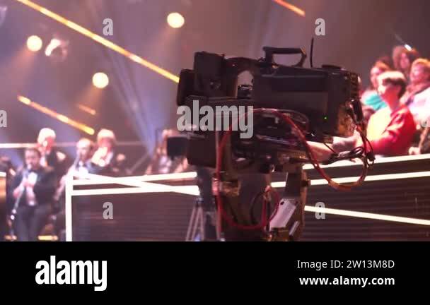 People viewers in a TV studio while recording a TV show Stock Video ...