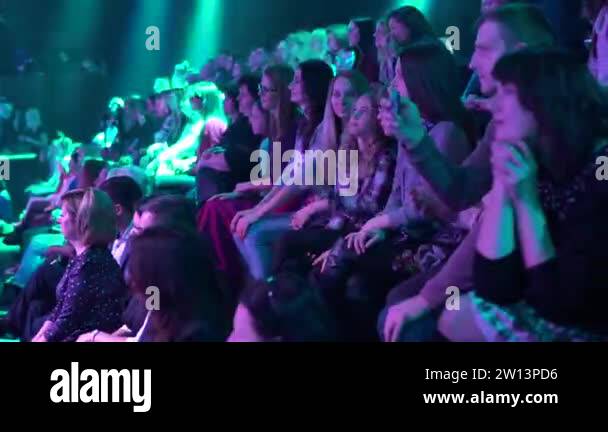 People viewers in a TV studio while recording a TV show Stock Video ...