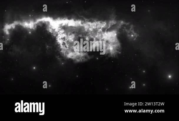 Black and white Milky Way 3D space moving stars Universe slow motion ...