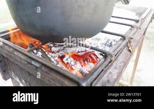 Bograch. Soup with paprika, meat, bean, vegetable, dumpling ...