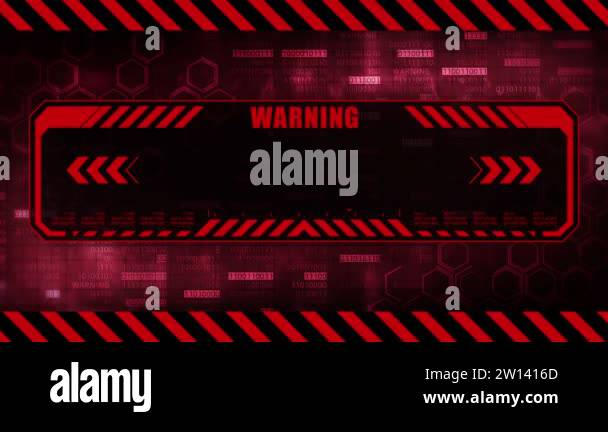 Warning message with copy space. Hexagon geometric design and binary numbers background. Digital ...