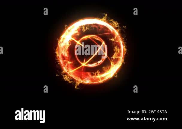 Plasma fire ball with flames on black background. Beautiful light. Glow ...