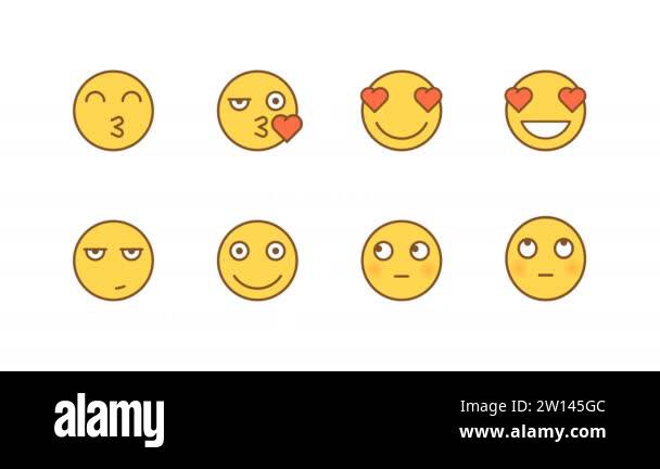 Emoticons stickers set kiss love wink shy. Animated Emoticons. Alpha ...