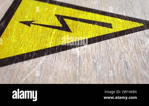 High Voltage / Electricity Warning Symbol On Wodden Texture. Ideal For ...