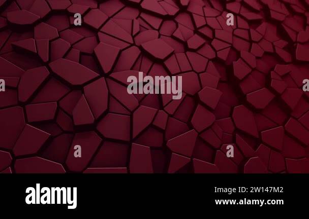 Technological background with animation of wave mosaic of red polygons ...