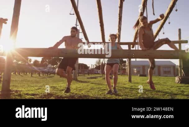 Front view of two young Caucasian women and a young Caucasian man ...