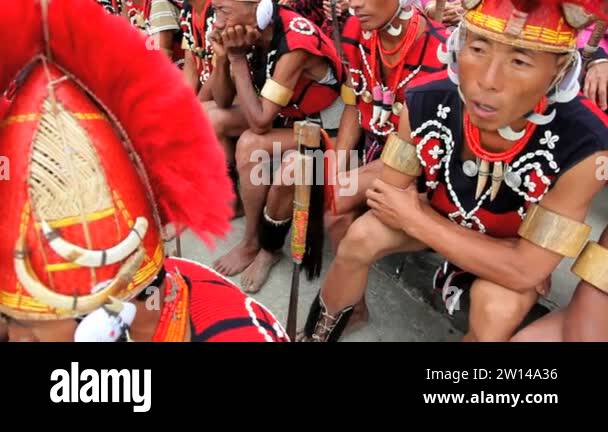 Chang tribesmen wearing traditional costume a tribal dancing festival ...