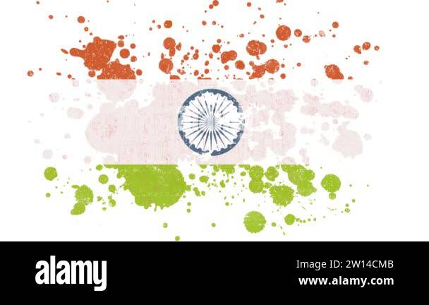 India Flag Reveal With Paint Brush Splatter Mask/ 4k animation of a ...