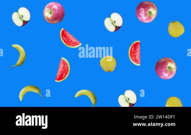 Realistic fruits animation on blue screen editable chroma key ...