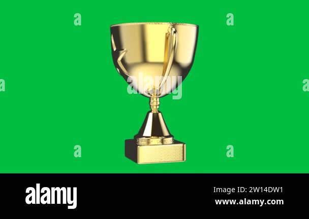 3d rendering gold star trophy on green screen background 4k footage ...