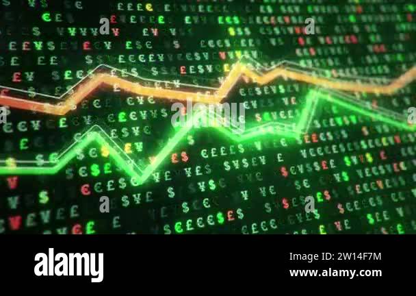 Abstract background with animation of growing charts and flowing ...