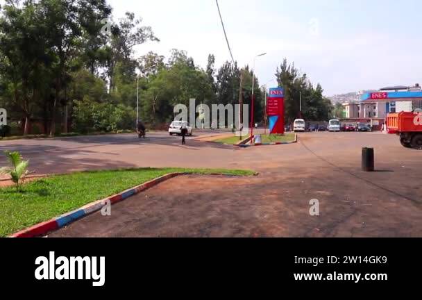 Road traffic in the Kicukiro district of Kigali, the capital of Rwanda ...