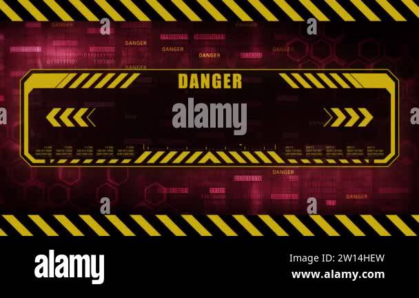 Danger message with copy space. Hexagon geometric design and binary ...