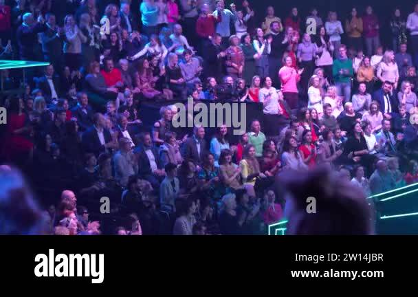 People viewers in a TV studio while recording a TV show Stock Video ...