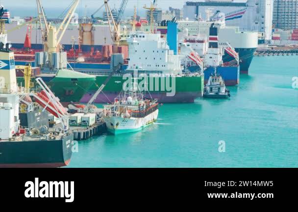 Port of Lima Peru Filled with Commercial Cargo Ships Close-up in the ...