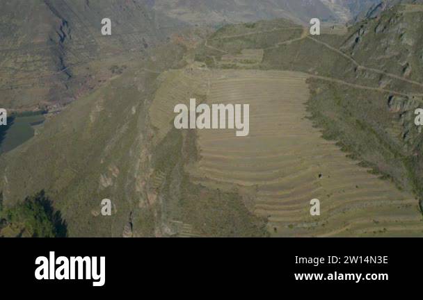 Full view to inca terraces in Pisac. The Inca constructed agricultural ...