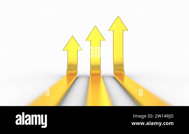 Three Arrows Moving Up. White background, 2 in 1, created in 4K, 3d ...