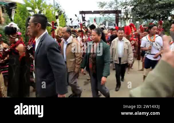 Tribesmen from different tribes gathering at tribal Hornbill festival ...