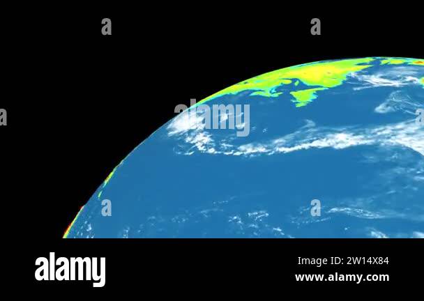 Rotating Earth planet isolated on black background. Topographic relief ...