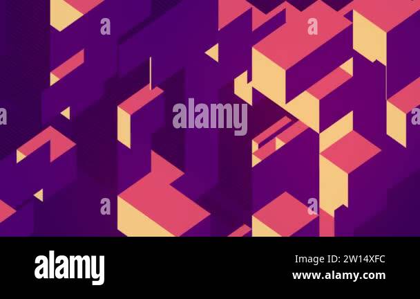 Isometric projection rectangular shapes, 3D puzzle. Seamless loop ...