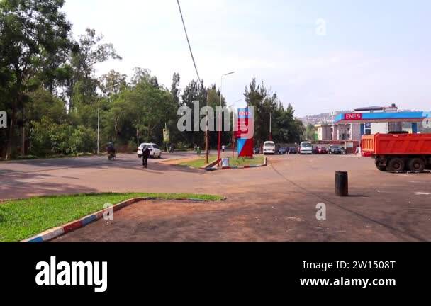 Road traffic in the Kicukiro district of Kigali, the capital of Rwanda ...