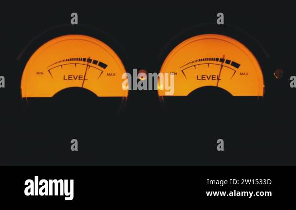 Analog Vintage Dial Indicator of Sound Signal Level. VU meters. Classic ...