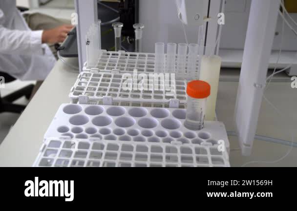 Special medical device analizing samples, Laboratory measurements close ...