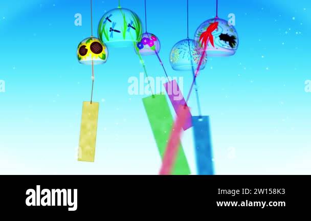 Japanese traditional summer landscape with wind chime. Colorful wind ...