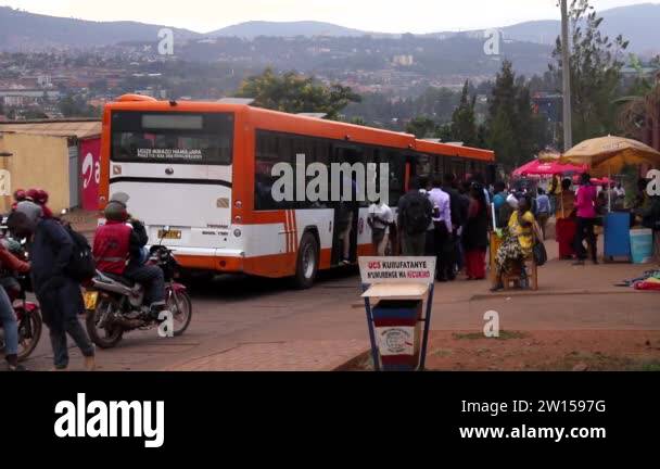 Road traffic in the Kicukiro district of Kigali, the capital of Rwanda ...