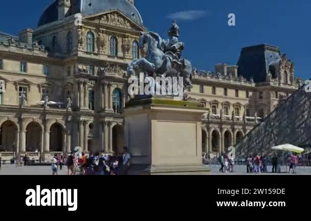 Paris, France. Circa December 2017. Hyper lapse of tourists outside ...