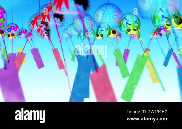 Japanese traditional summer landscape with wind chime. Colorful wind ...