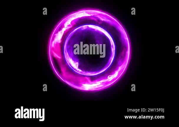 Plasma fire ball with flames on black background. Beautiful light. Glow ...