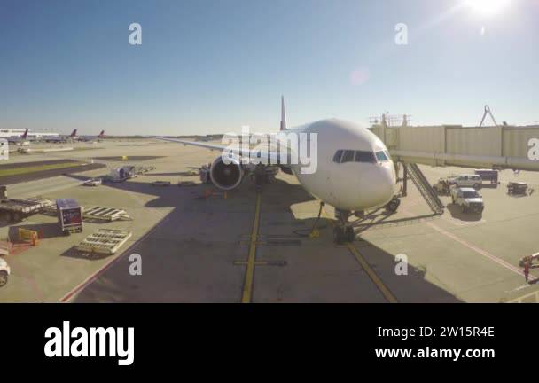 Delta Airlines Boeing 777 Commercial Jet Airliner Parked at a Sunny ...