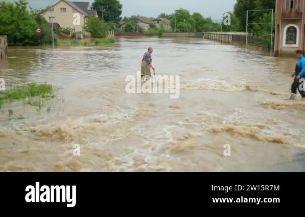 Natural disaster major flooding underwater entire community and flooded ...