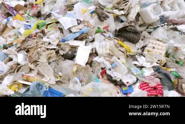 Trash, litter, rubbish in landfill, piles of garbage for sorting and ...