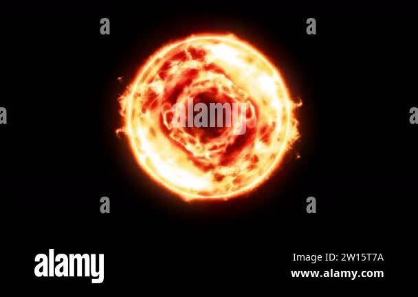 Plasma fire ball with flames on black background. Beautiful light. Glow ...